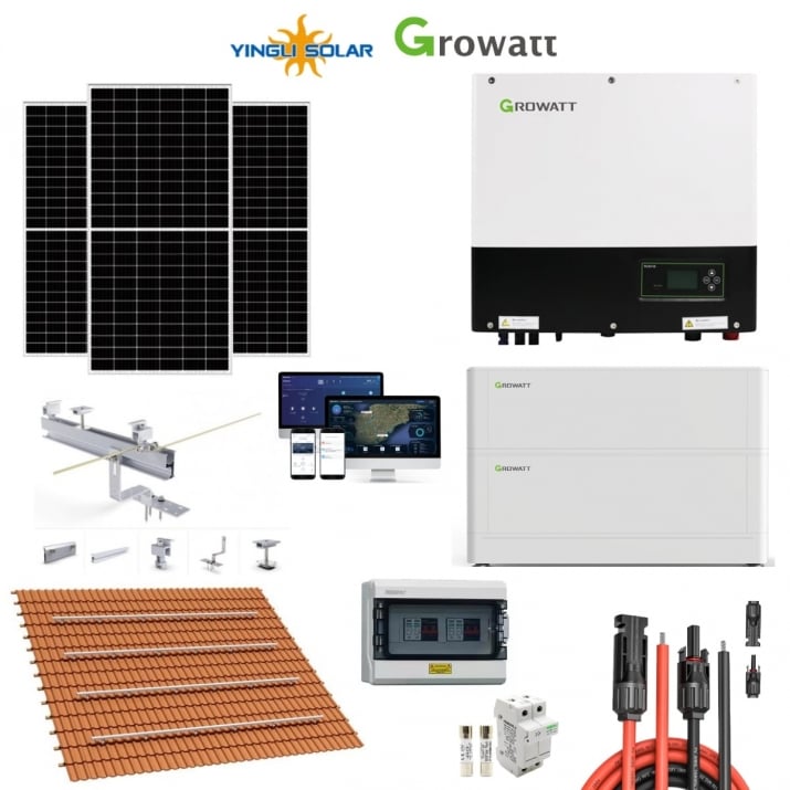 5 kW монофазна хибридна фотоволтaичнa система Growatt с бaтерия - с ...