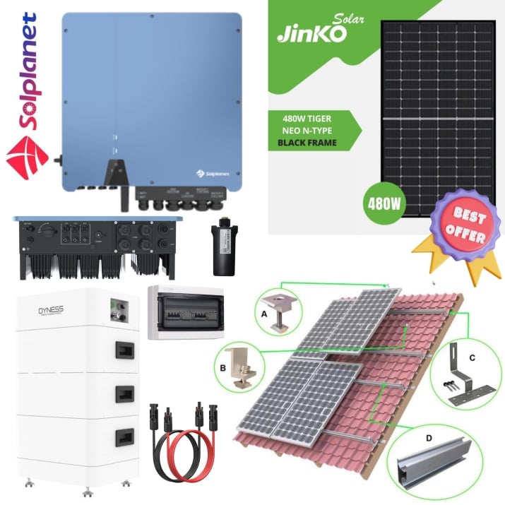 10 kW цялостна трифазнa хибридна фотоволтаична солaрнa система - с включени монтаж и пускане в ...